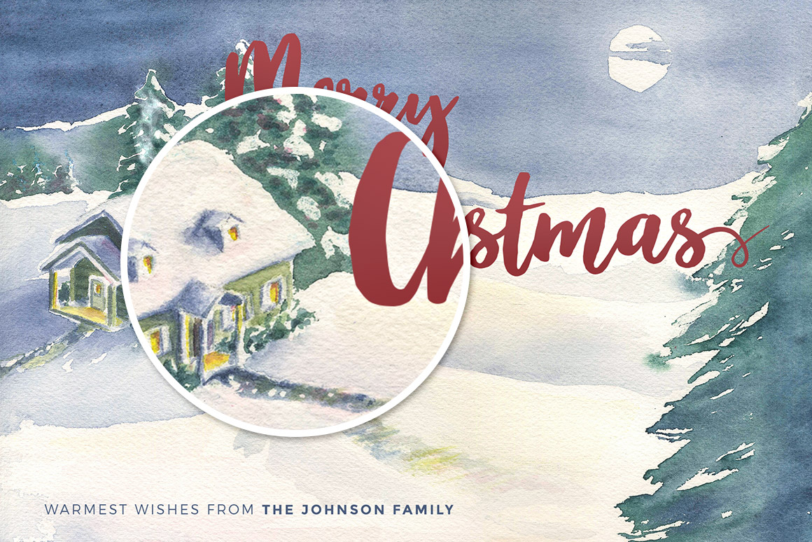 Watercolor Christmas Card Template 4 Design Panoply